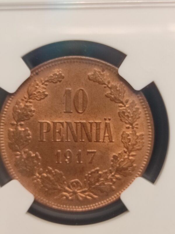 10 Pennia 1917 Finland (km#18). NGCMS64 RB. CIVIL WAR ISSUE ...